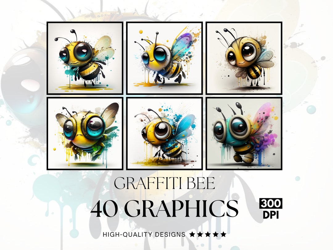 42 Graffiti Bee, PNG Clipart Bundle, Sublimation Print, Graphics Bundle ...