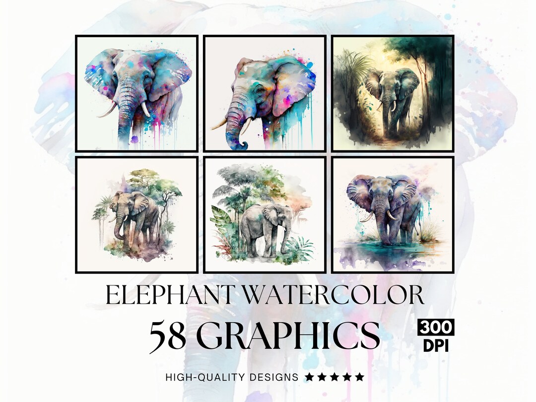 Elephant PNG, PNG Clipart Bundle, Sublimation Print, Graphics Bundle ...