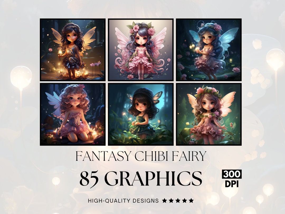 85 Fantasy Chibi Fairy, PNG Graphics Bundle, Commercial Use, 300DPI ...