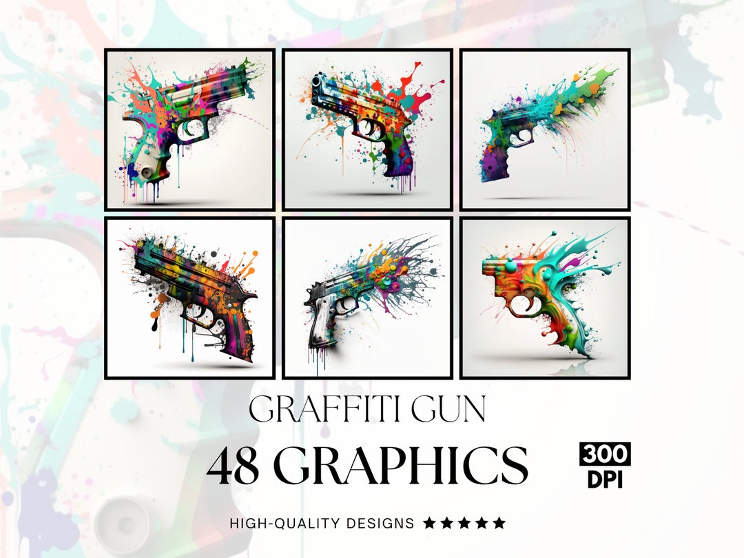 48 Graffiti Gun, PNG Clipart Bundle, Sublimation Print, Graphics Bundle ...