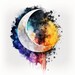 40 Abstract Watercolor Moon, PNG Clipart Bundle, Sublimation Print ...