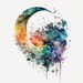 40 Abstract Watercolor Moon, PNG Clipart Bundle, Sublimation Print ...
