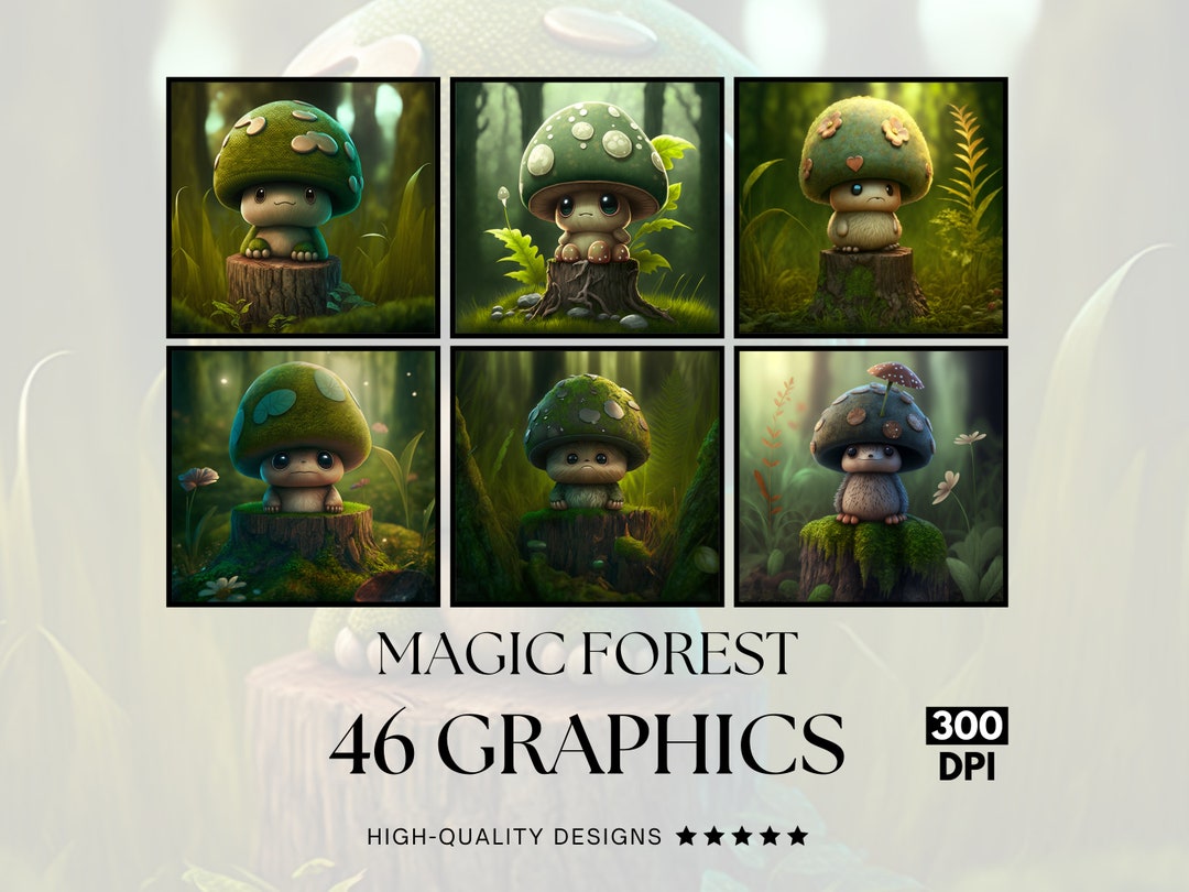 46 Magic Forest Designs, PNG Clipart Bundle, Sublimation Print ...
