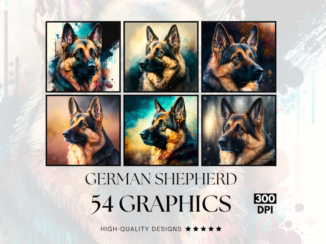 German Shepherd Dog Art Designs PNG Clipart Bundle, Sublimation Print ...