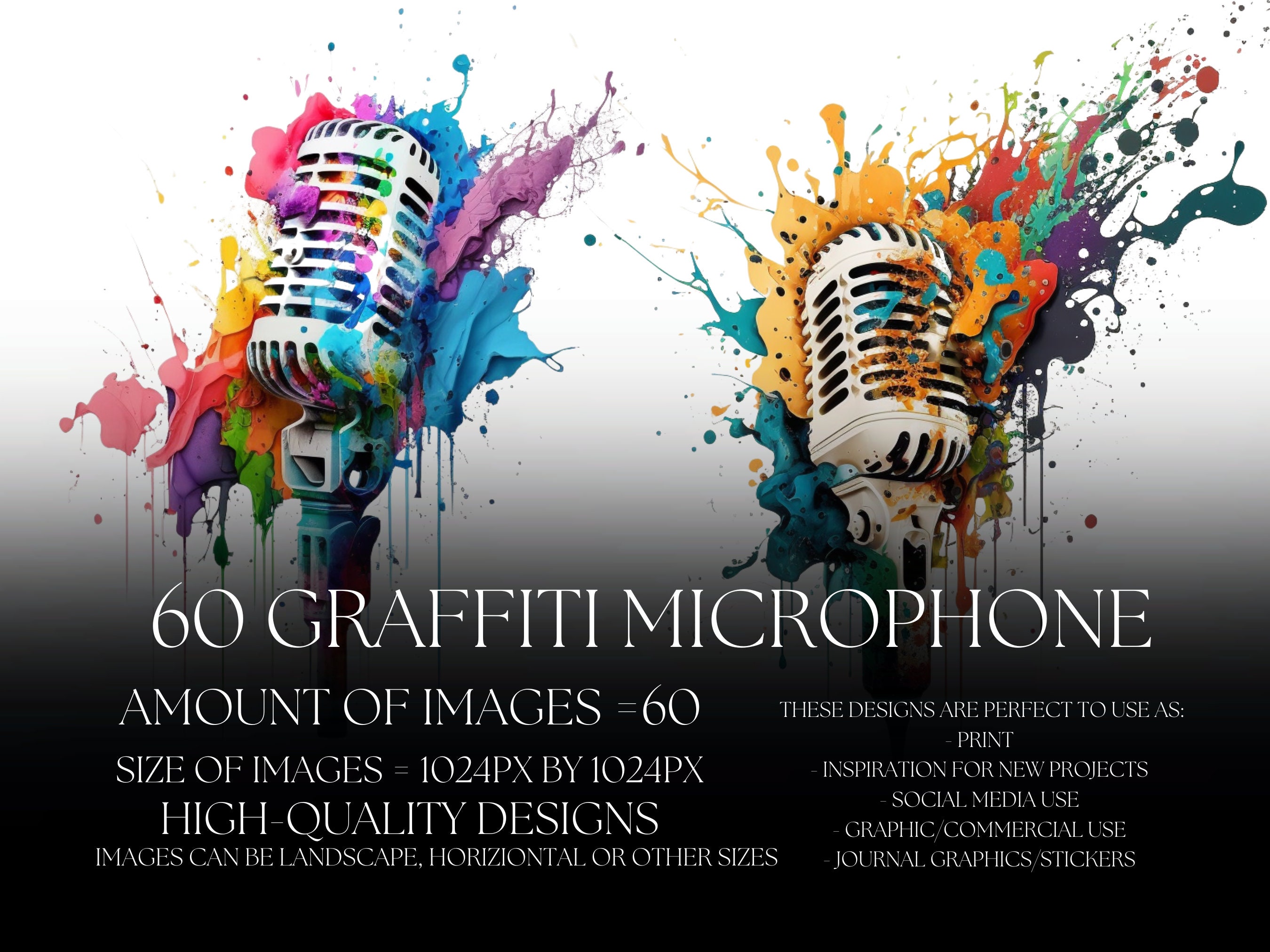 60 Graffiti Microphone PNG Clipart Bundle Sublimation Print - Etsy UK