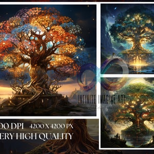 120 Fantasy Tree of Life, PNG Graphics Bundle, Commercial Use, 300DPI ...