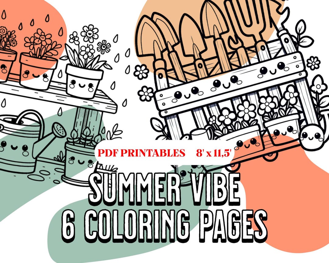 Summer Vibe Countryside PDF & PNG Coloring Pages for Children and ...