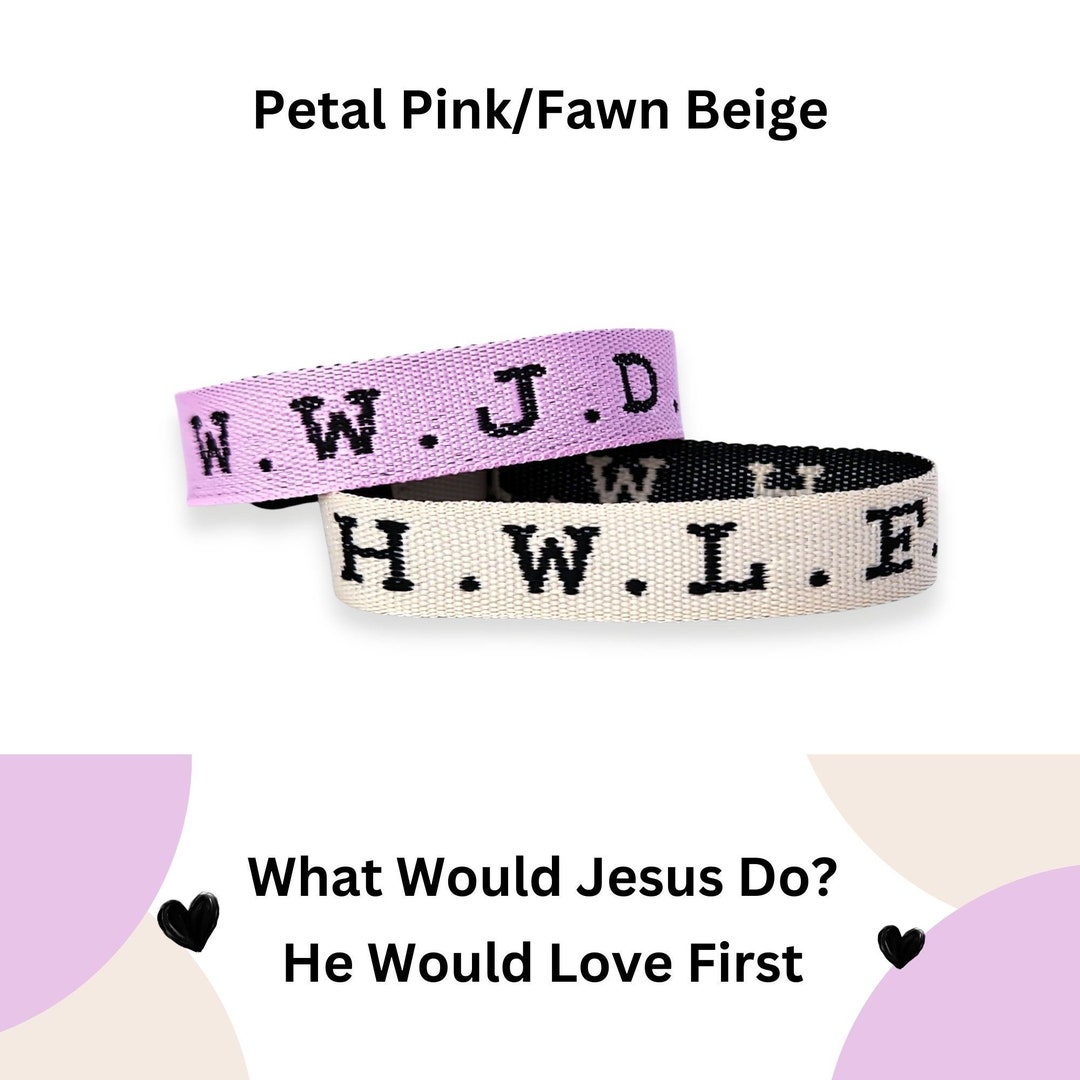Preppy Pastel Pink WWJD/ Beige HWLF Bracelet Set+original Poem| Casual ...