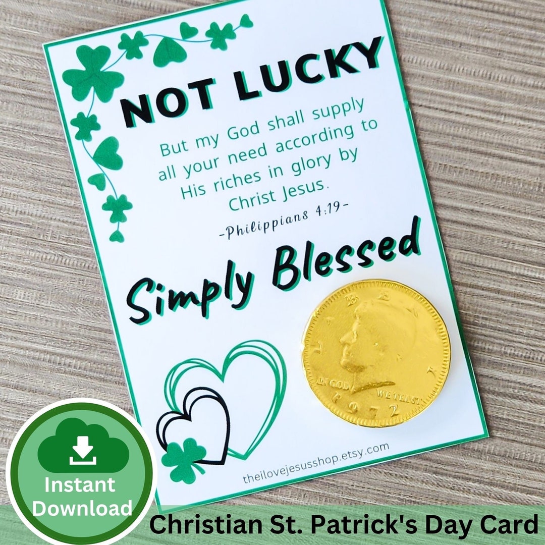 Religious St Patricks Day Card Instant Download Christian Goody Favor For Sunday School Or