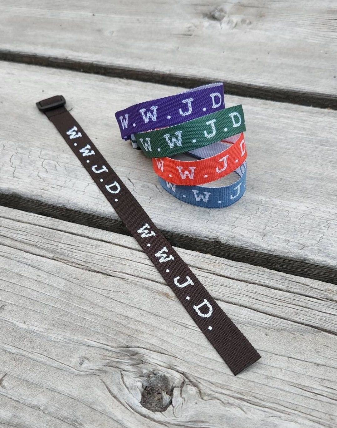 5 WWJD Bracelets Bold Color Pack: Black Red Blue Green Purple ...