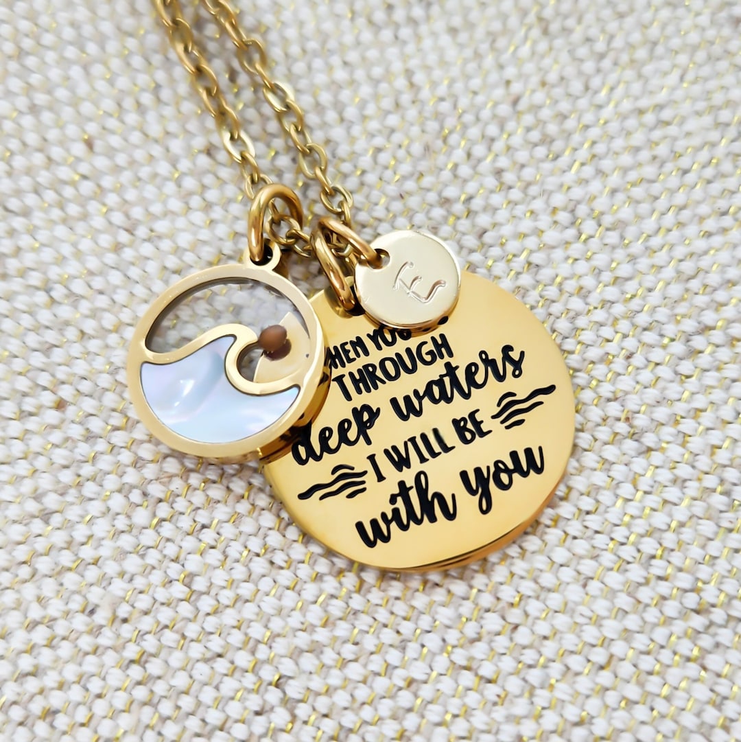 Deep Waters-pearl Inlay Mustard Seed Necklace isaiah 43:2 I Will Be ...