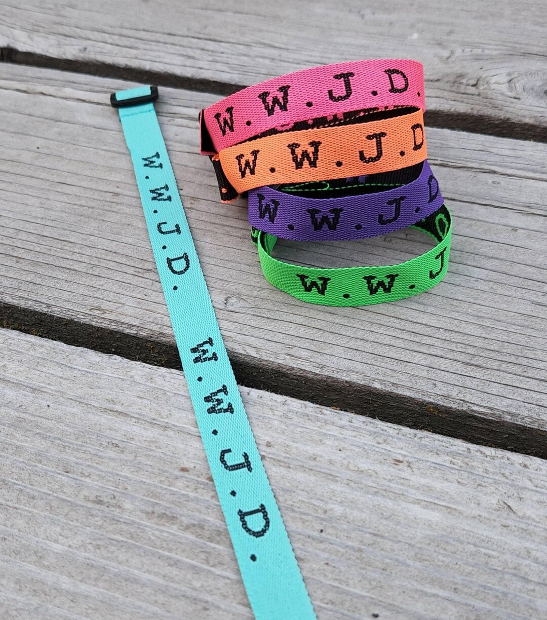 5 WWJD Bracelet Bright Color Pack: Pink, Orange, Purple, Green, Blue ...