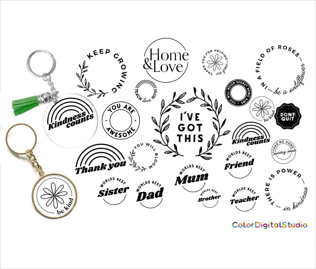 21 Keychain Circle Bundle Svg, Round SVG Bundle,mum Keychain Svg, Round ...
