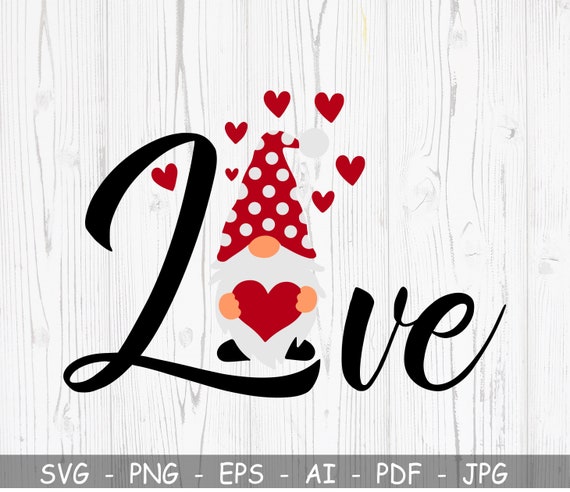 Love Gnome Svg Gnome With Hearts Svgvalentines Gnomes | Etsy