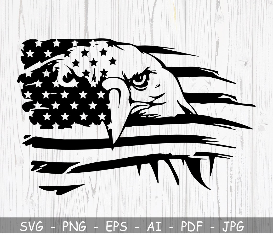 Eagle With American Flag Svg, Memorial Day Svg, Usa Eagle Flag Svg ...