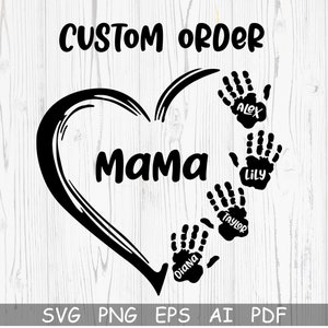 Mother Svg, Personalized Heart Family Name Svg, Personalized Mama ...