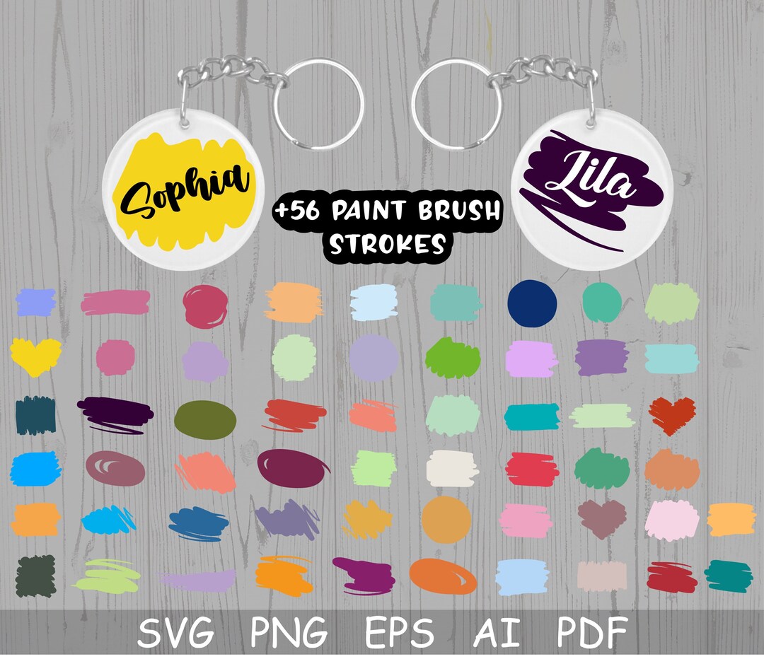 Paint Brush Strokes SVG, Keychain Pattern SVG Bundle, Brush Stroke Svg ...