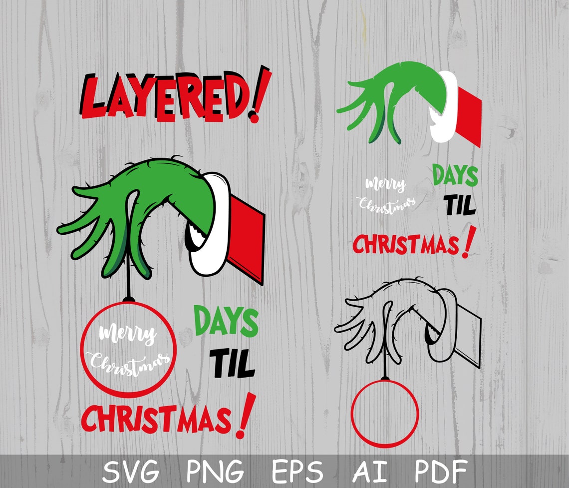 Grinch Countdown SVG, Grinch Hand Holding Ornament Svg, Christmas ...