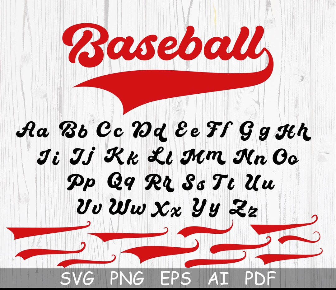 Baseball Font Svg, With Tail Baseball Font SVG, PNG and Text Tails ...