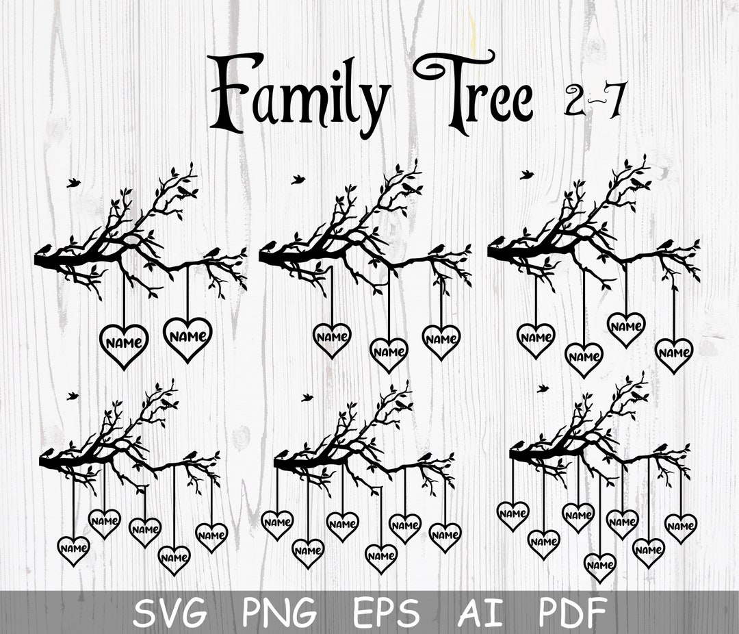 Family Tree Svg, Bundle 2-7 Members Family Tree, Branch Svg, Family ...