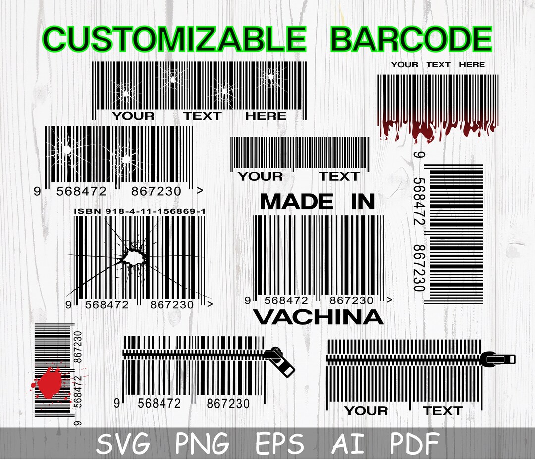 Barcode Svg, Customizable Bar-code Svg, Barcode Cricut, Plain Barcode ...