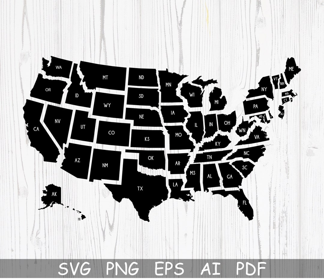 USA Map Svg, 50 States SVG, Png, US States Svg Silhouette Cut Files for ...