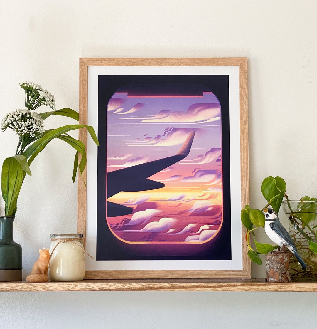 Soaring Through Cirrus Art Print, Digital Art, Sky Wall Art, Maximalist ...