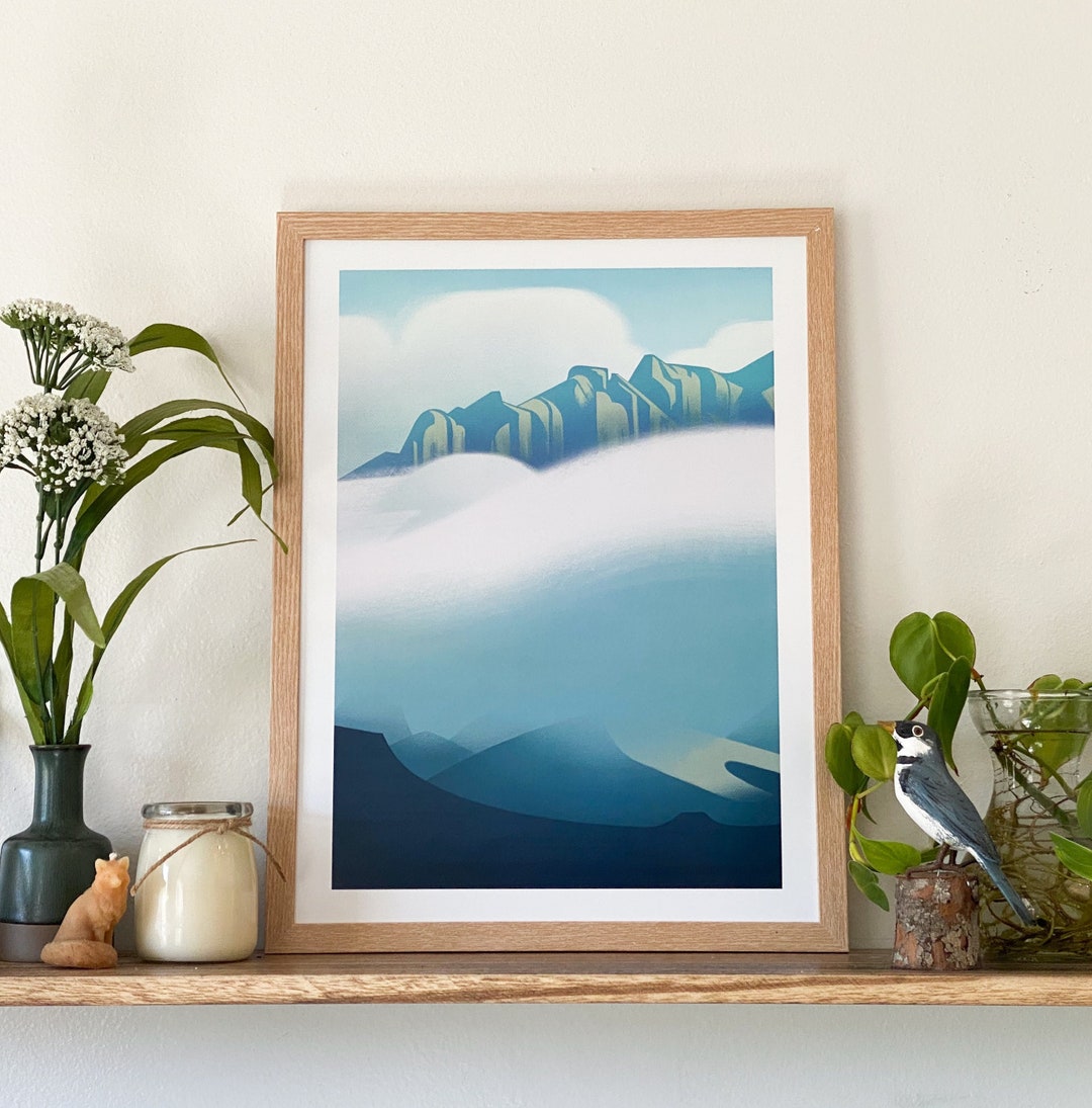 Mountain Top Stratus Art Print, Digital Art, Sky Wall Art, Maximalist ...