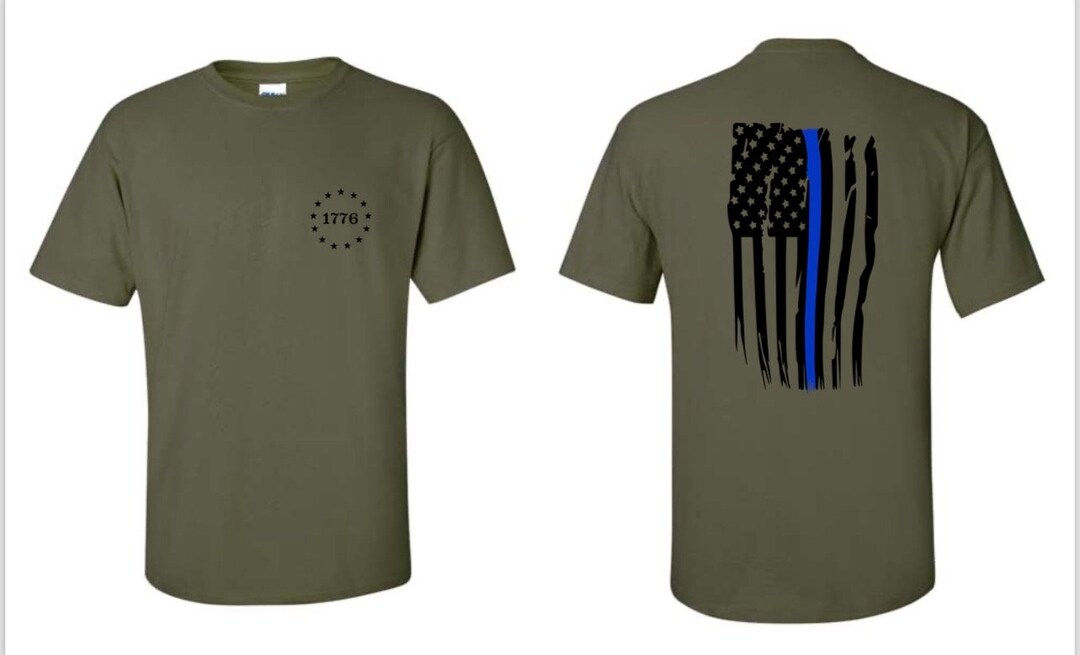 Distressed Thin Blue Line Tee - Etsy