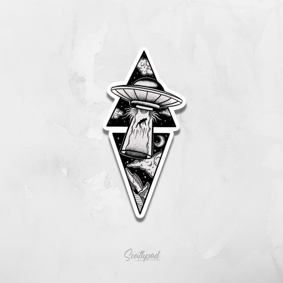 UFO Sticker Funny Sticker Sci-fi Sticker Vinyl Sticker | Etsy