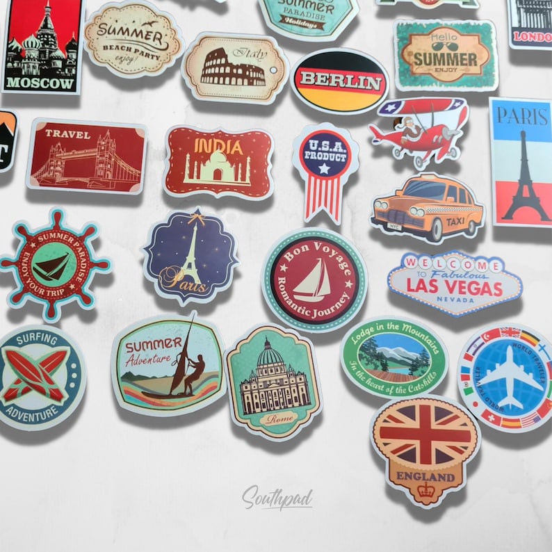 100 Vintage Travel Labels Sticker Pack Retro Vintage Vinyl - Etsy
