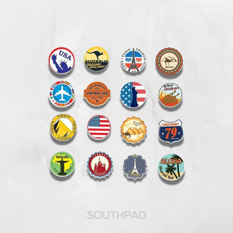 100 Vintage Travel Labels Sticker Pack, Retro Vintage Vinyl Stickers ...