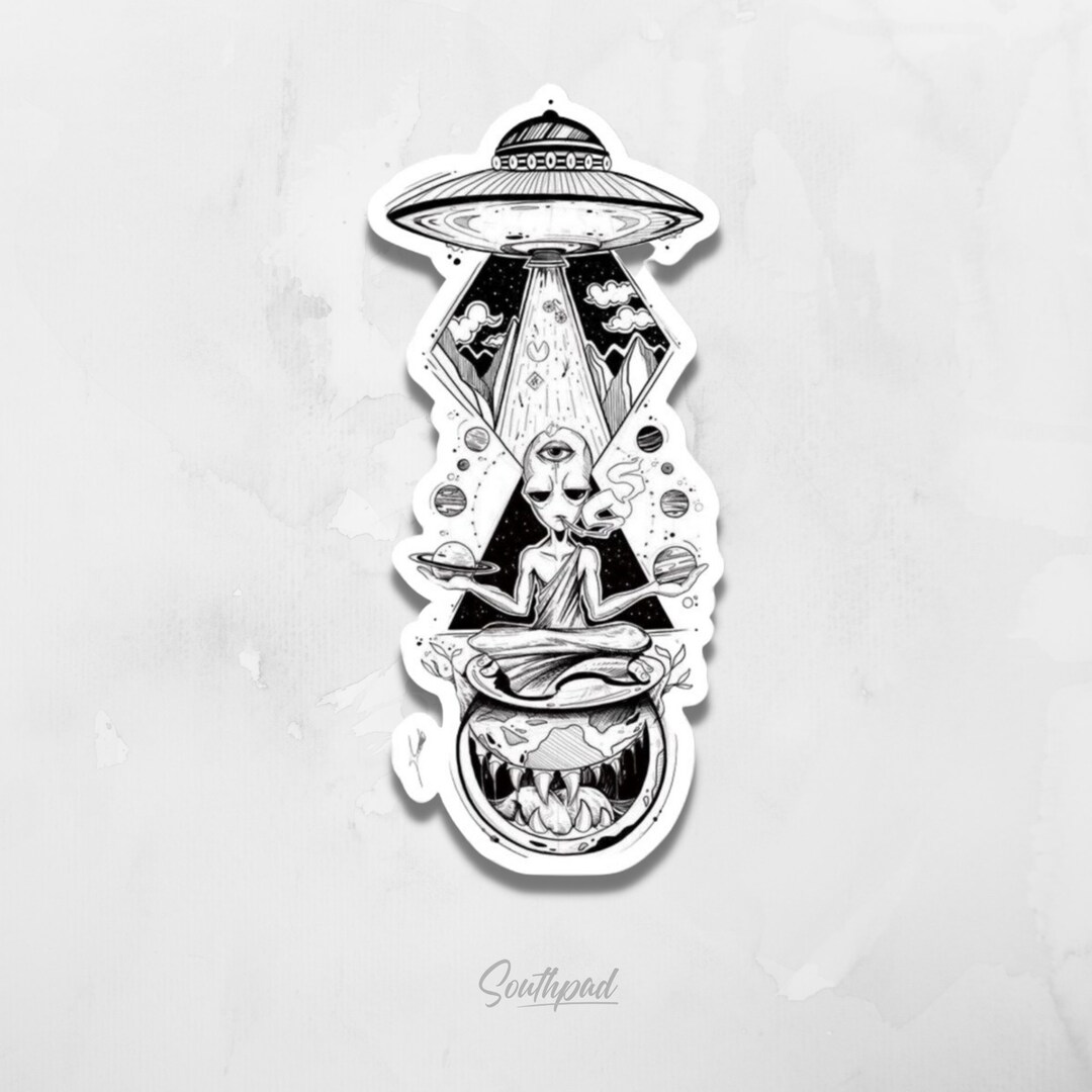 Alien UFO Sticker, Space Sticker, Vinyl Sticker, Sci-fi Sticker, Alien ...