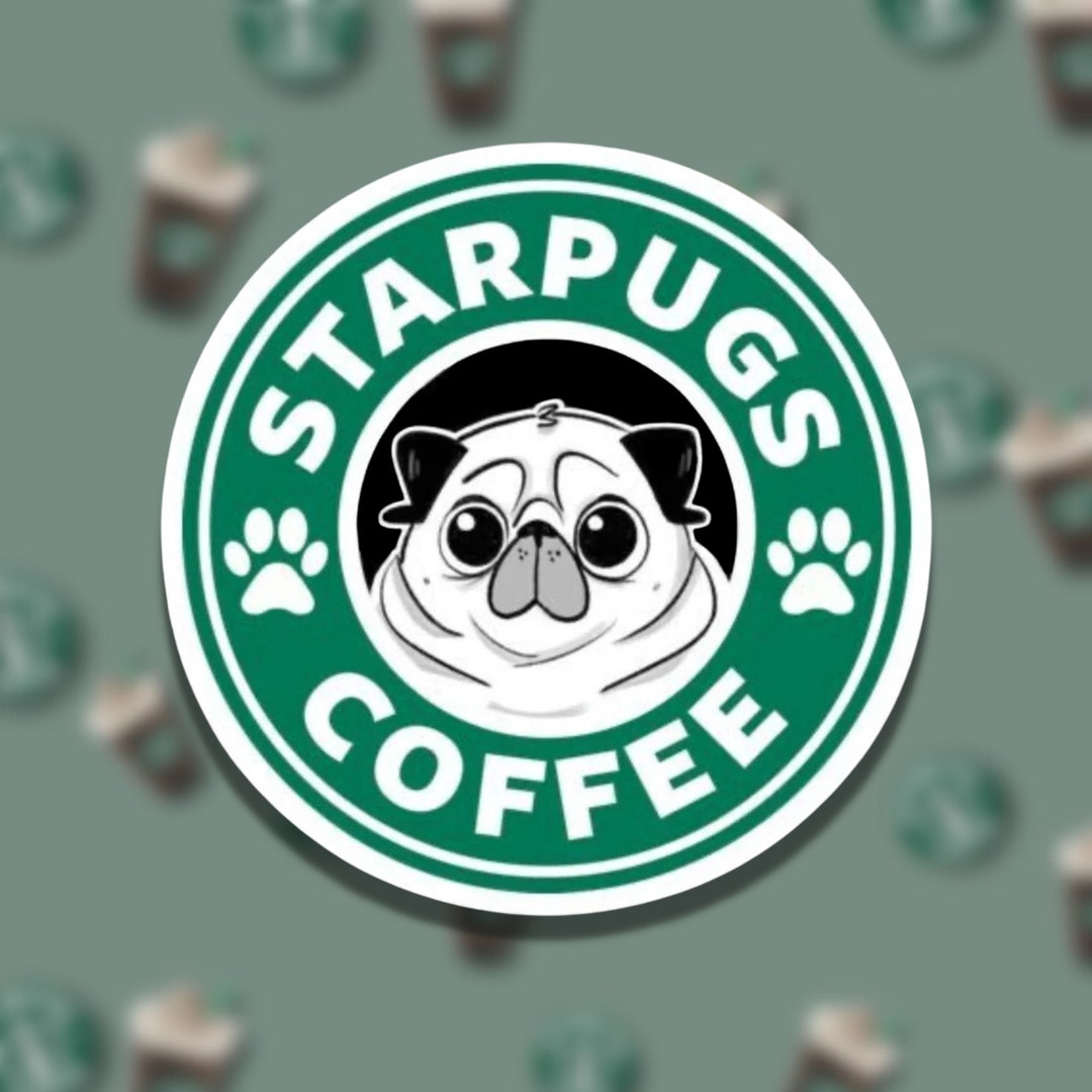 Starpugs Coffee Sticker, Dog Sticker, Starbucks Sticker, Pug Sticker ...