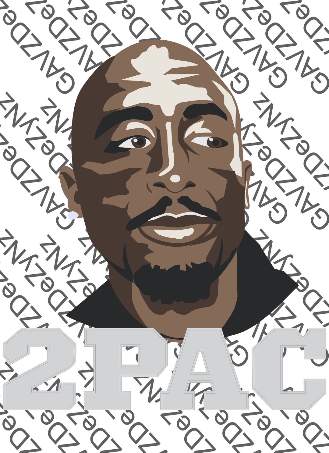 Tupac Shakur, West Side Rapper Shot Dead, Vector Illustration Vinyl Dtg ...