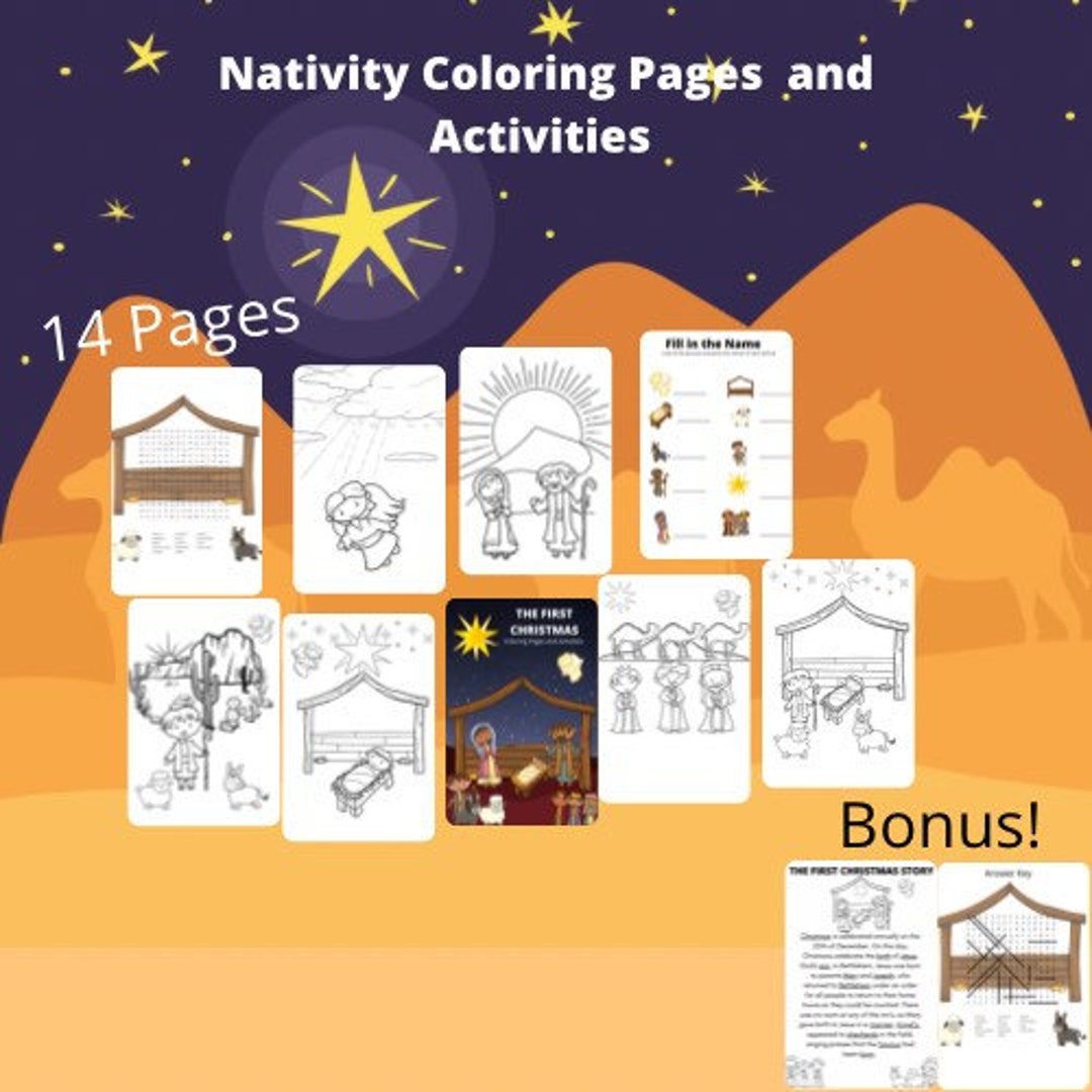 The First Christmas Coloring Pages and Activities - Etsy