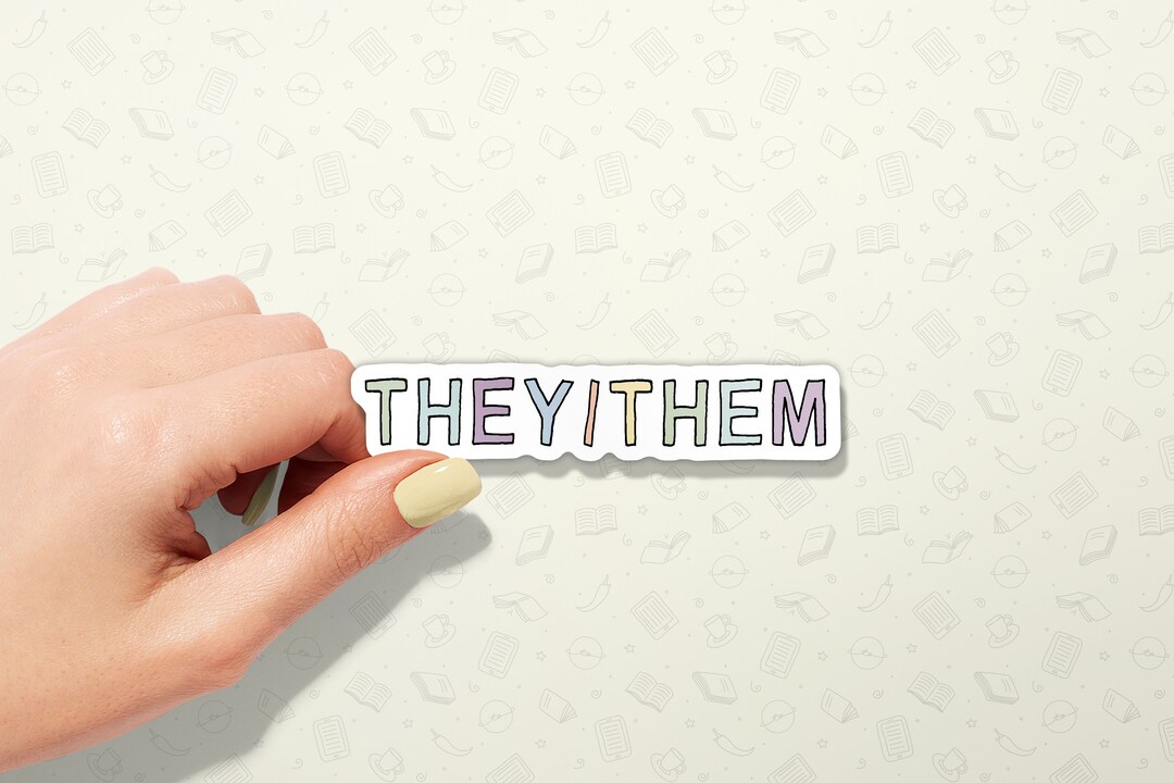 They / Them Pronoun Sticker Vinyl Kindle Stickers Laptop Water Bottle ...