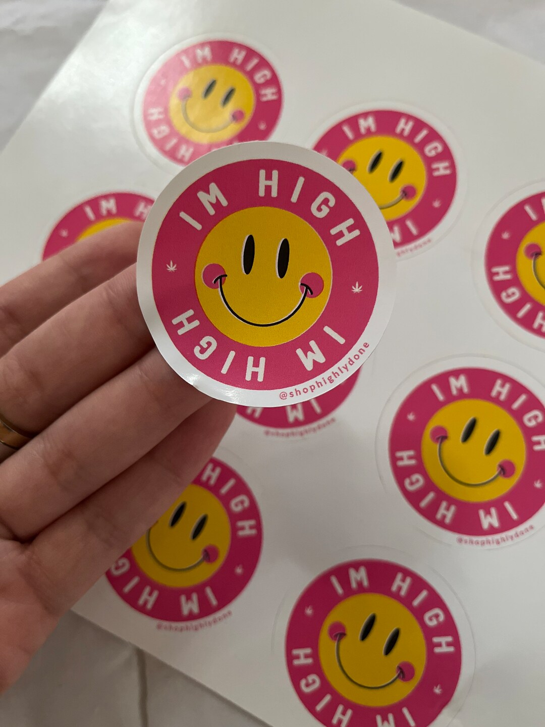 I’m H*gh Smiley Face Cute Sticker | Sticker Gifts | Stoner Sticker Set ...