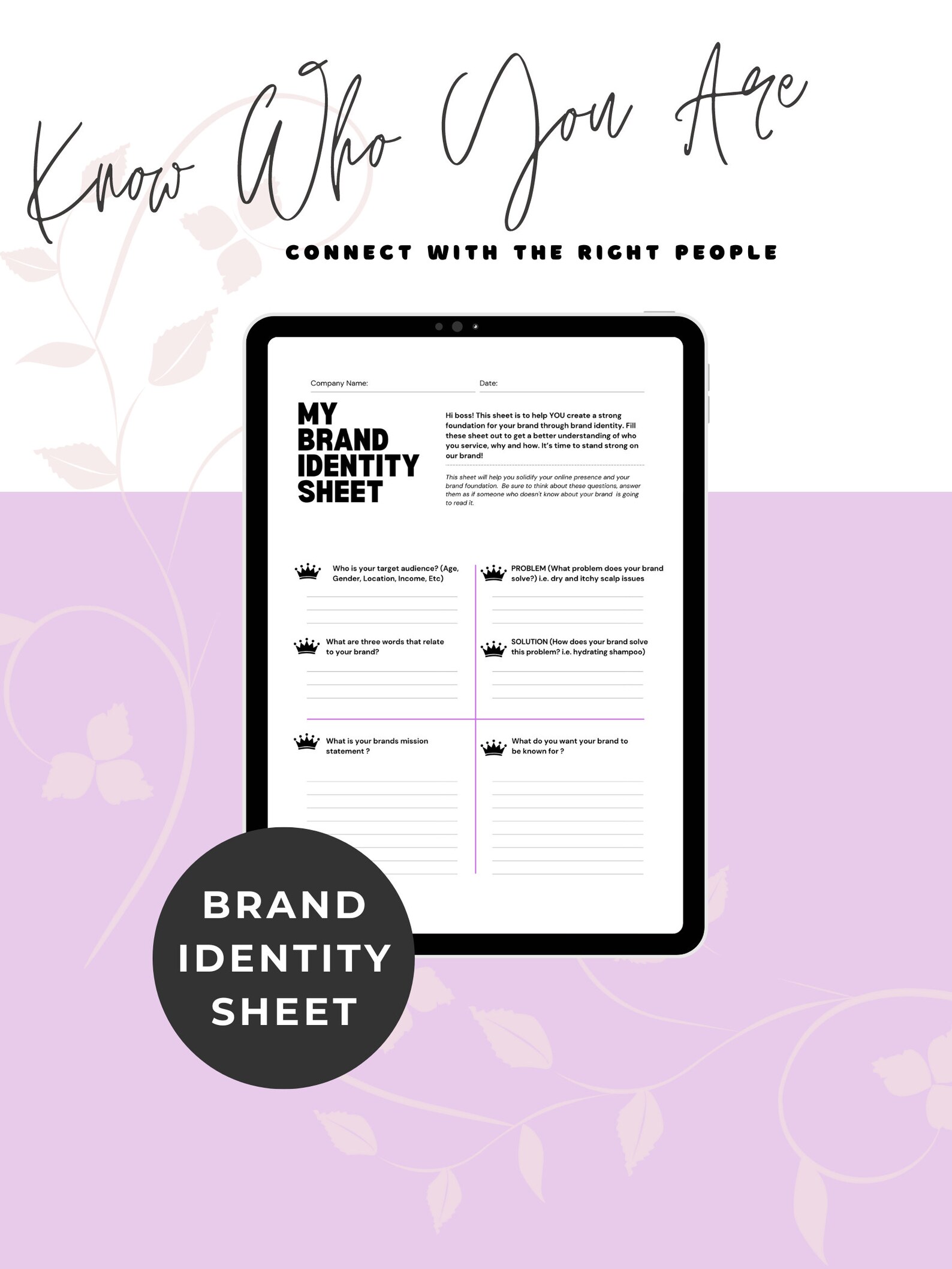 Downloadable/printable Brand Identity Sheet PDF - Etsy