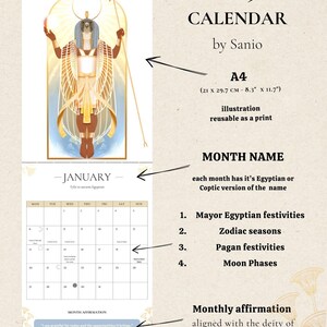 Egyptian Wall Calendar 2025, Monthly Affirmations, Educational ...