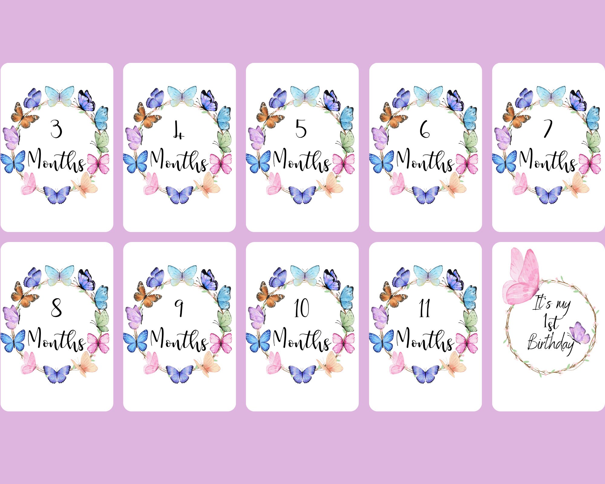 Baby Monthly Milestone Card, Printable ,set of 36, Celebrate That First ...