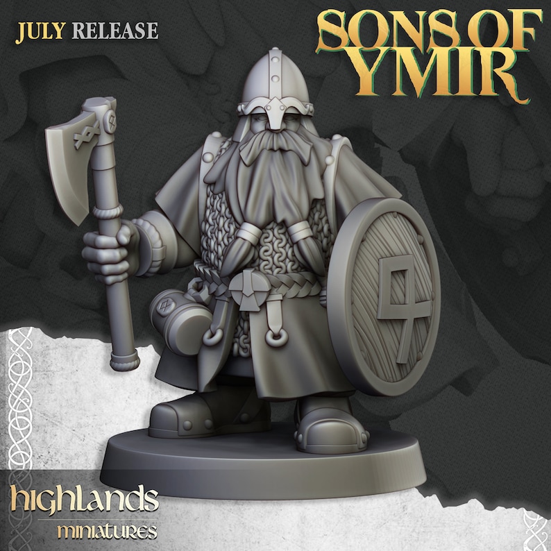 20 Sons of Ymir Dwarf Warriors Unit With Command Highlands Miniatures ...