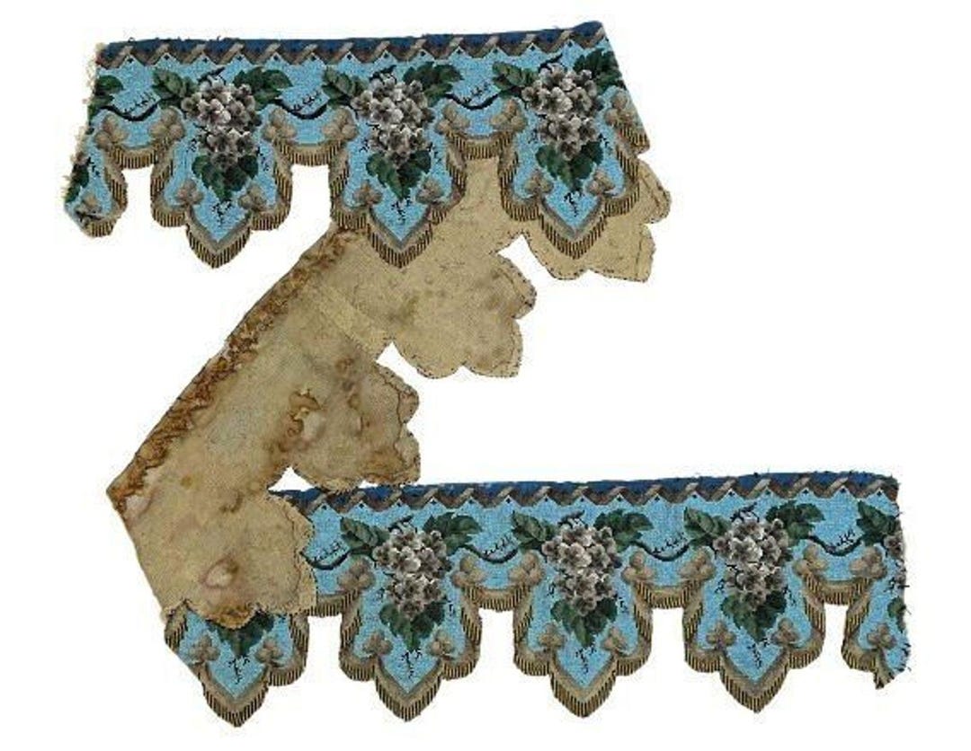 Antique French Victorian Glass Beadwork 80x9 Pelmet Valance Panel ...