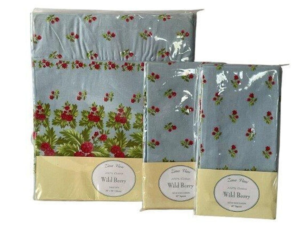 NEW Zina Vasi Wild Berry Tablecloth 70x90 Oblong With 8 Napkins - Etsy