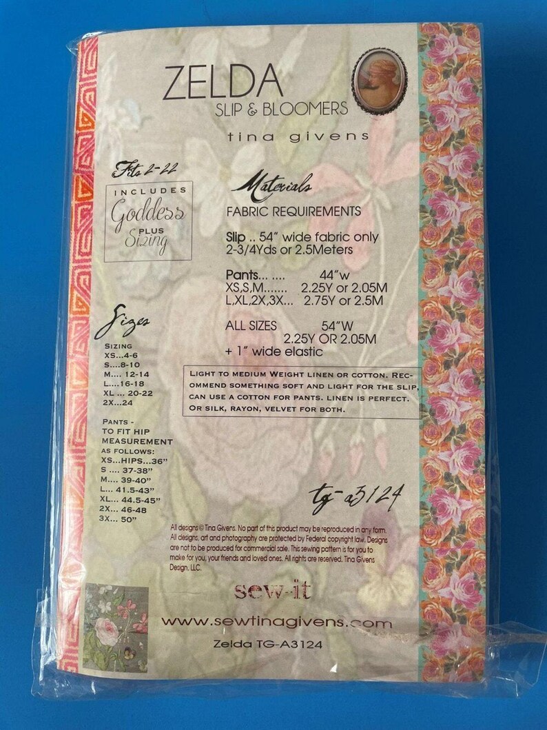 Tina Givens ZELDA Slip & Bloomers TG-A3124 Printed Sewing Pattern - Etsy