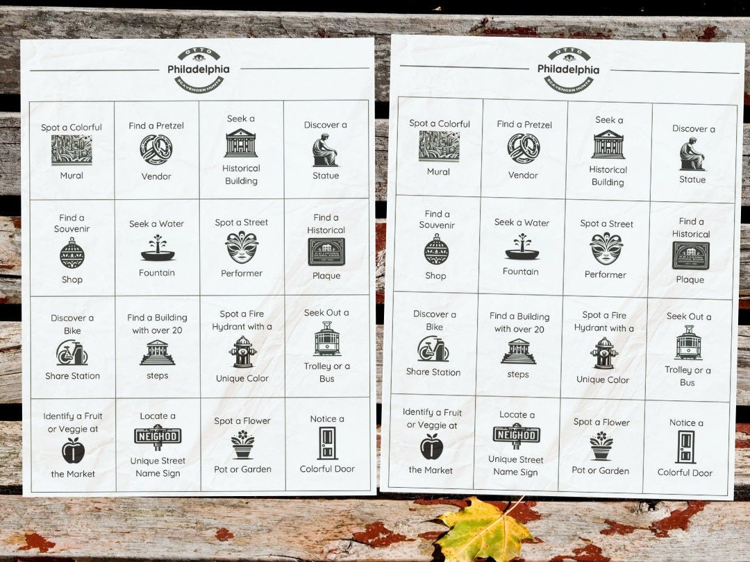 Philadelphia Scavenger Hunt – City Exploration Checklist (printable PDF ...