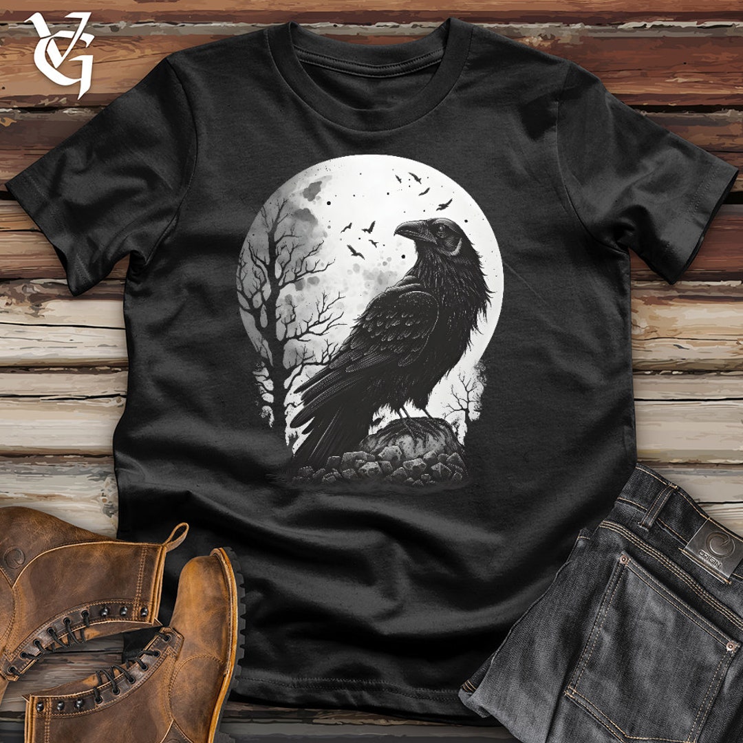 Midnight Raven Perch Cotton Tee - Etsy