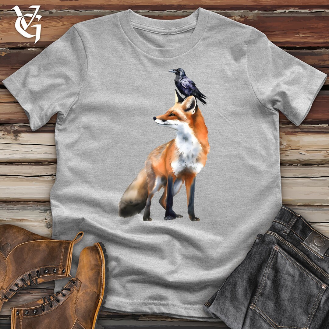 Fox and Raven Friends Cotton Tee - Etsy