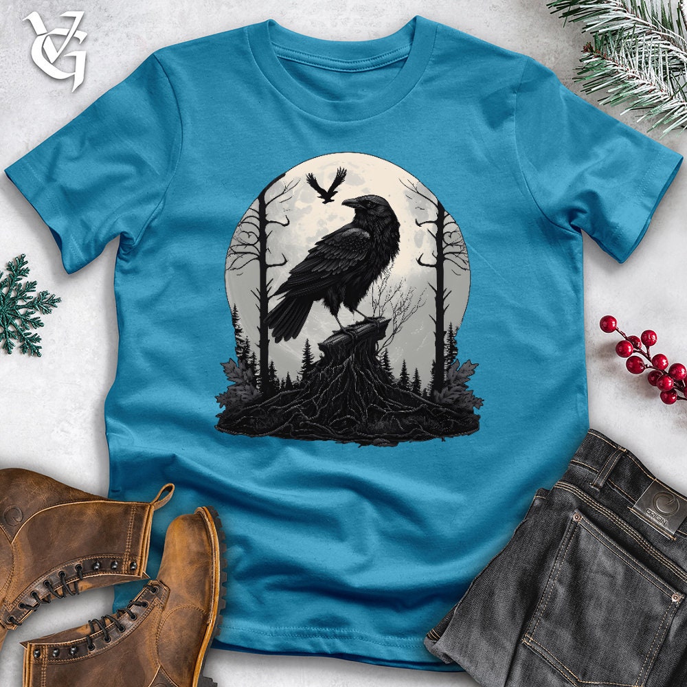 Raven Forest Moon Cotton Tee - Etsy