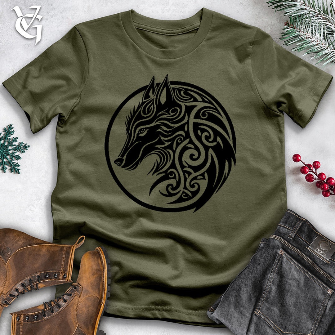 Celtic Wolf Art Cotton Tee - Etsy